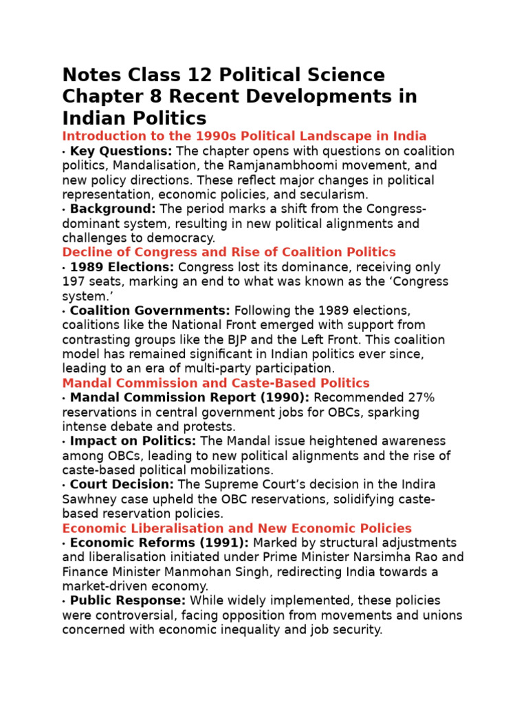 Indian Politics: Coalition and Caste Dynamics | PDF | Bharatiya Janata ...