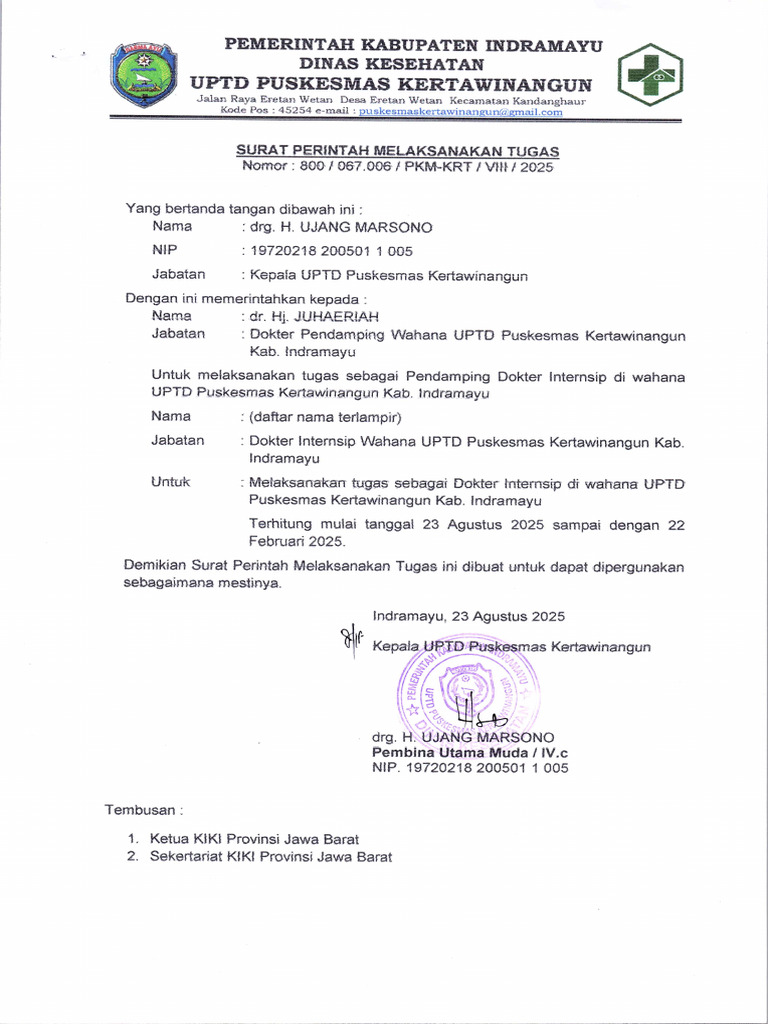 Surat Tugas Dokter Internship Gel II | PDF