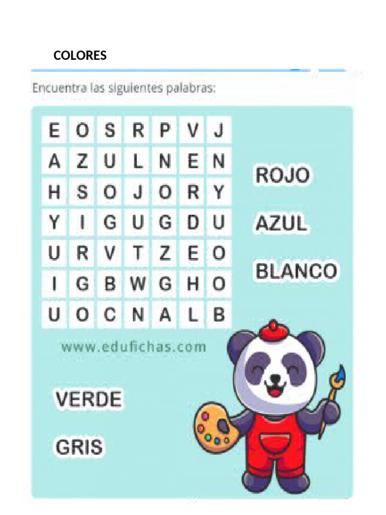 COLORES "Ejemplos de Tareas para Niños | PDF