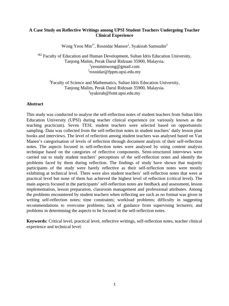 Symposium A Case Study On Reflective Writings | PDF | Teacher Education ...