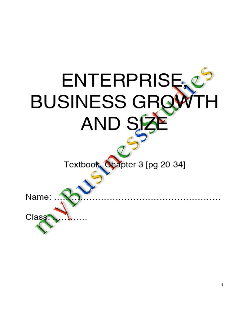 Enterprise Business Growth and Size RWS Y10 | PDF | Entrepreneurship ...