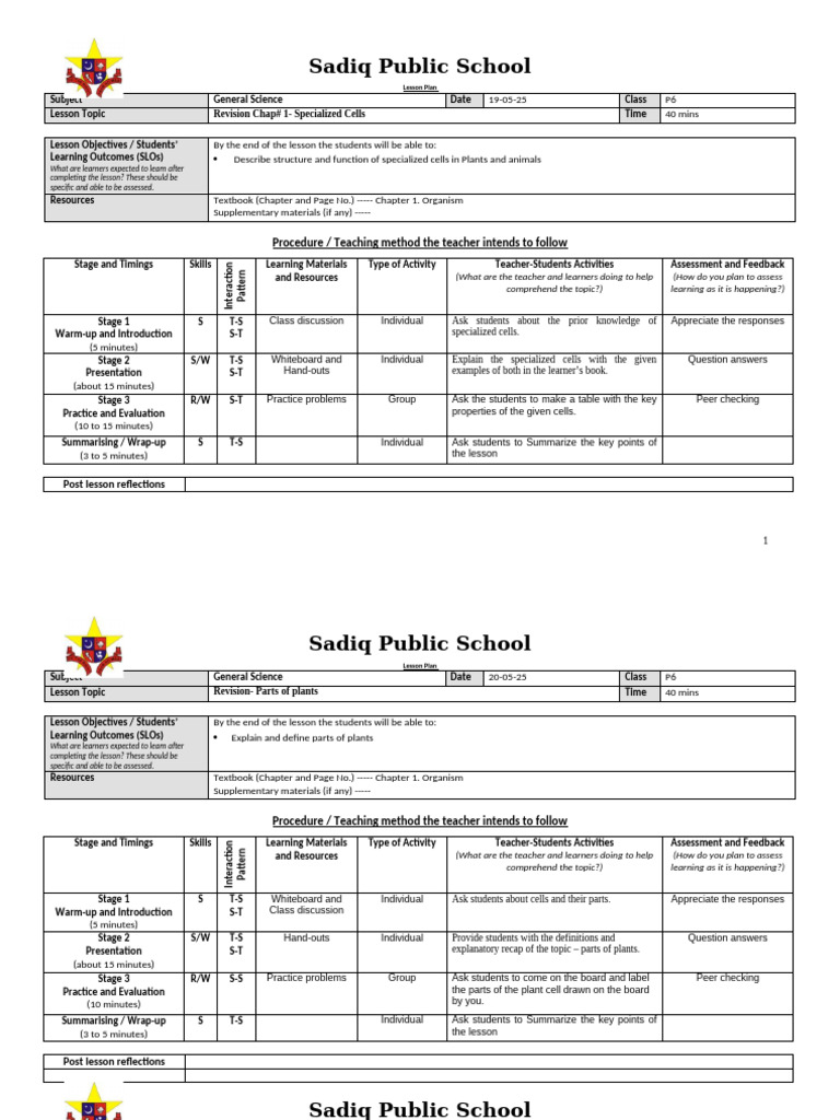 s1 Lesson Plan 24 Sep To 28 Sep 2024 | PDF | Teaching Method | Lesson Plan