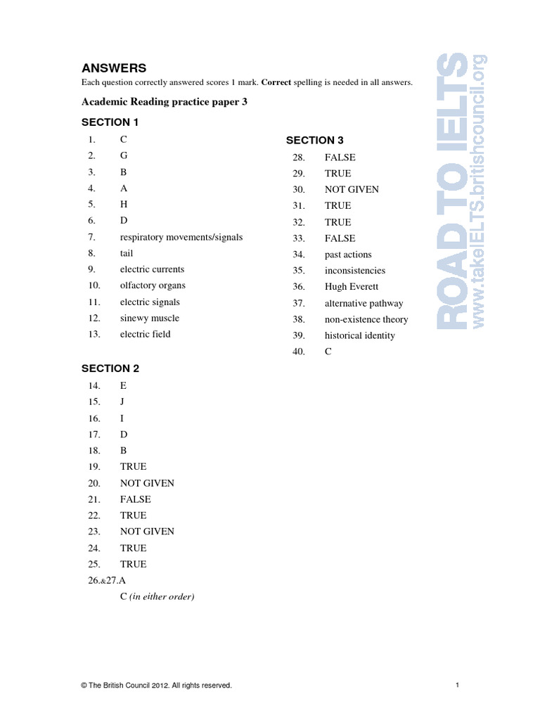 Academic Reading Practice Answers | PDF