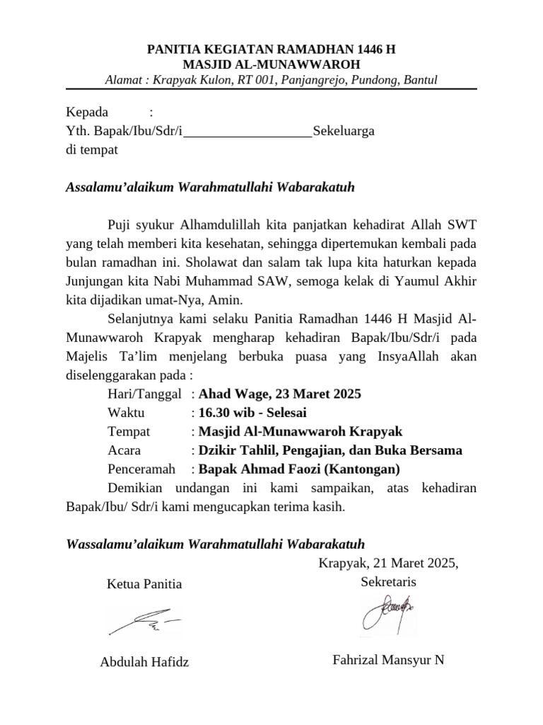 Undangan Bukber | PDF