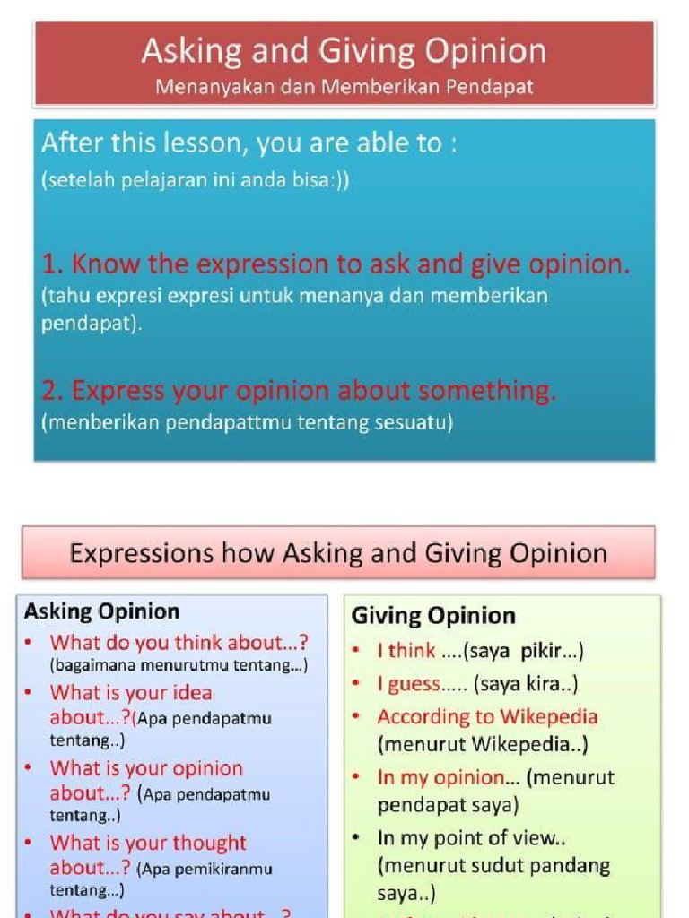 Asking and Giving Opinion | PDF