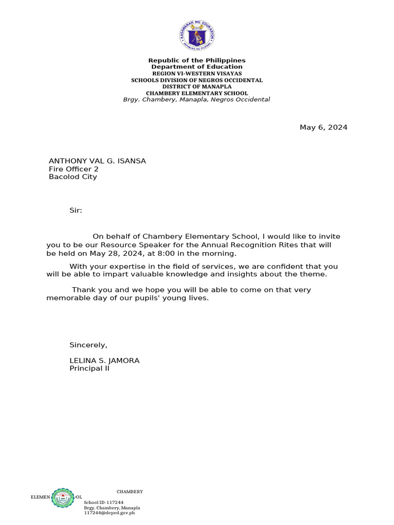 Letter for Recog Speaker | PDF