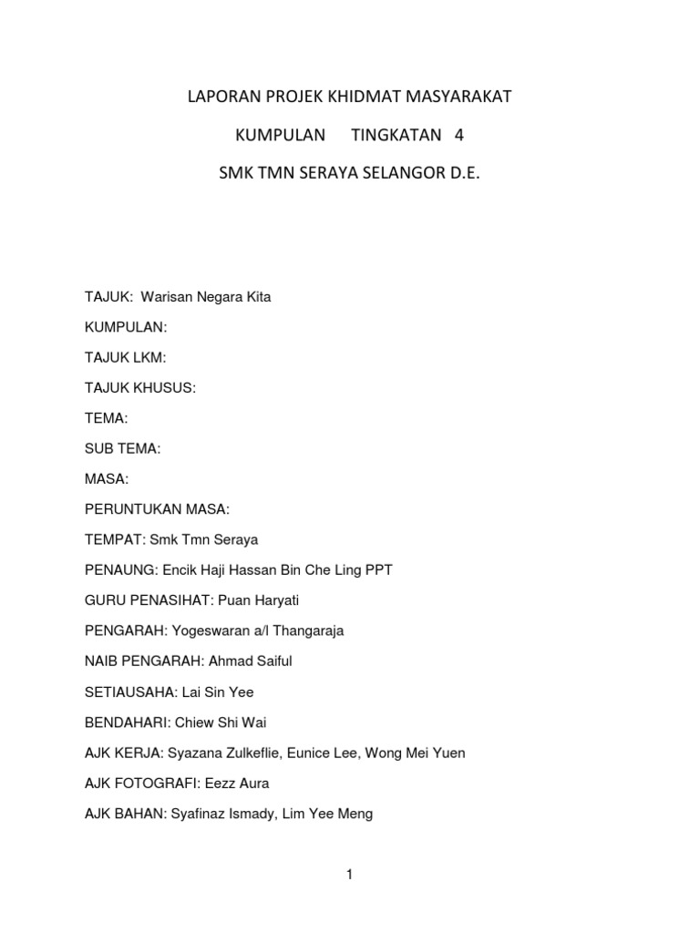 Laporan Projek Khidmat Masyarakat | PDF