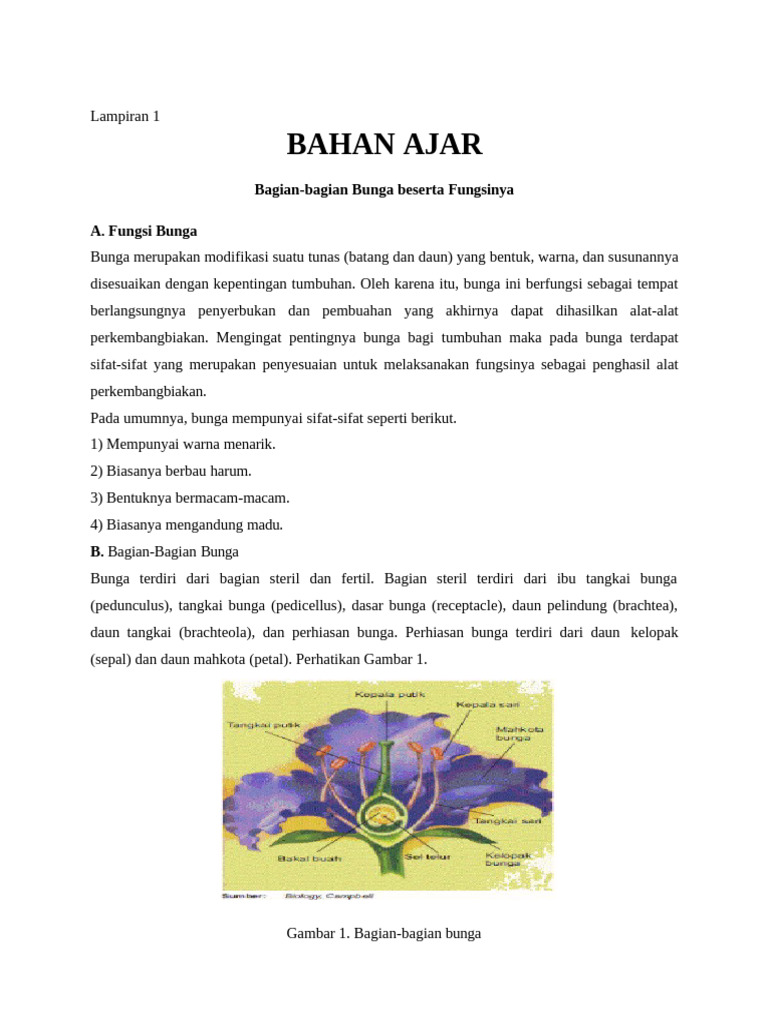 Fungsi dan Struktur Bagian Bunga | PDF
