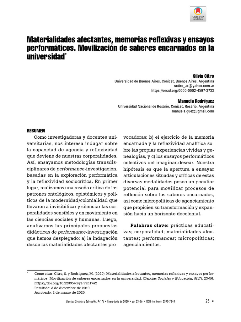 Citro y Rodriguez (2020) Saberes-Encarnados-universidad | PDF ...