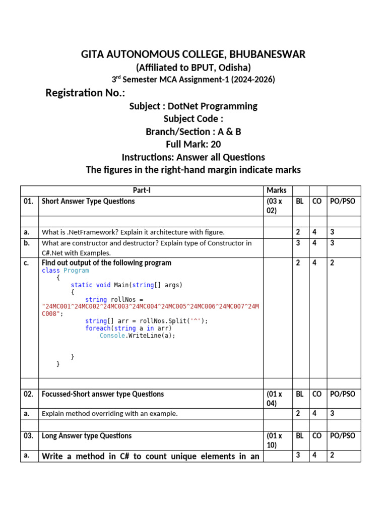 DotNet Assignment 1 | PDF