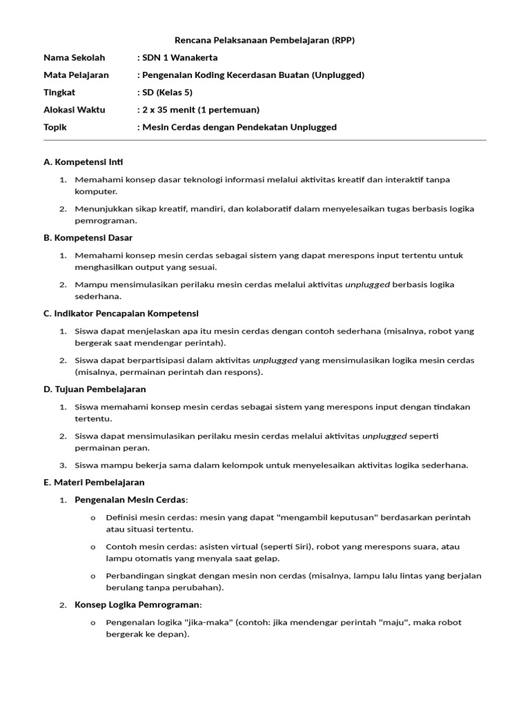 RPP Koding Modul 3 | PDF