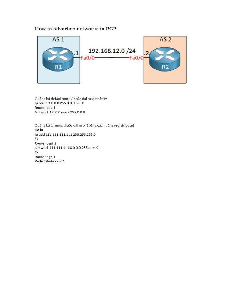 How To Advertise Networks in BGP | PDF