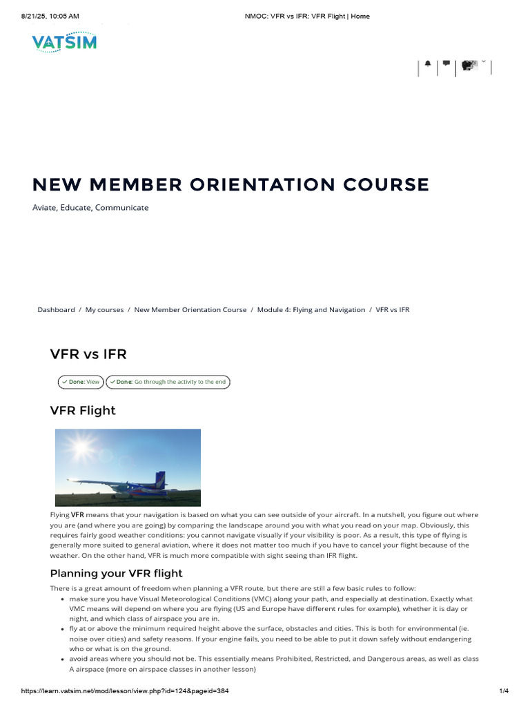 Nmoc - VFR Vs Ifr - VFR Flight - Home | PDF | Visual Flight Rules | Instrument Flight Rules