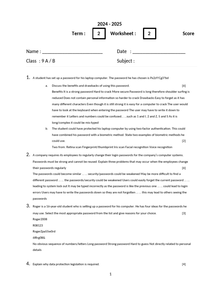 Grade 9 Term 2 Task 2 Answerkey | PDF | Password | Programming