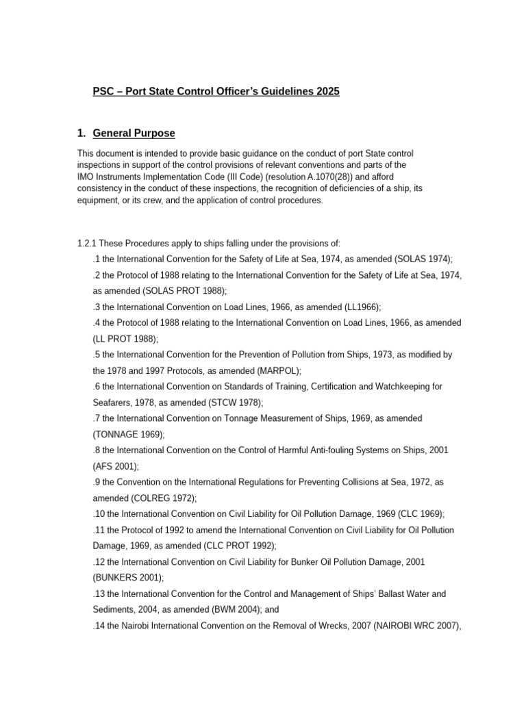 PSCO Guidelines 2025 | PDF | Shipping