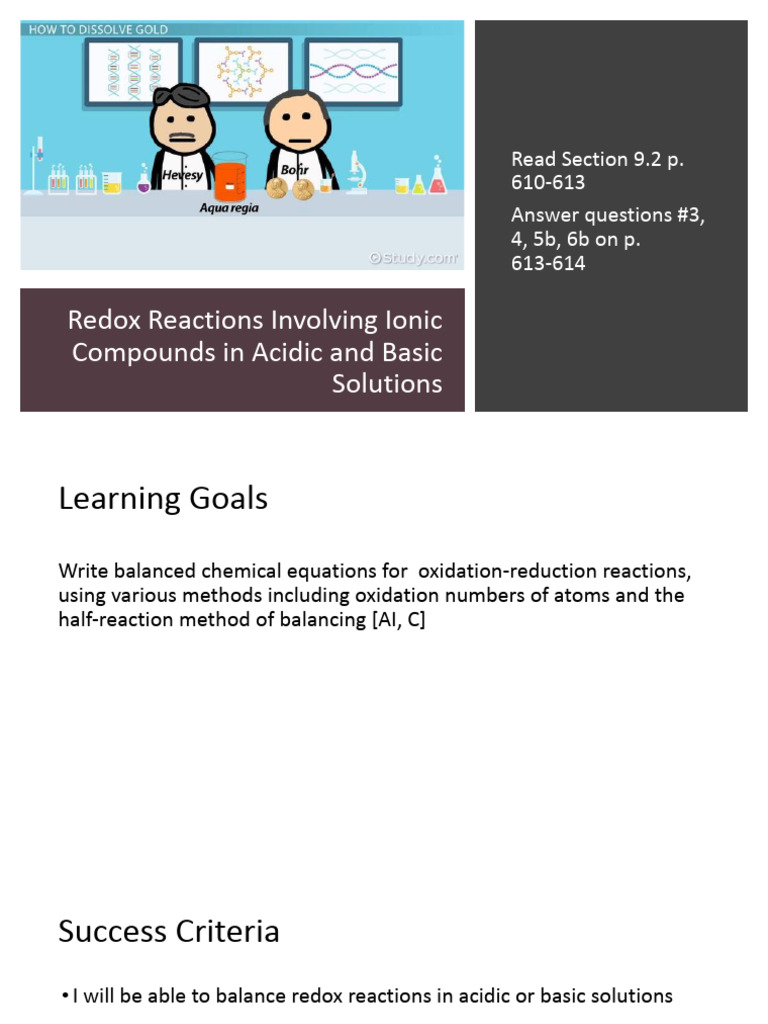 Balancing Redox Reactions in Solutions | PDF | Redox | Chemical Reactions