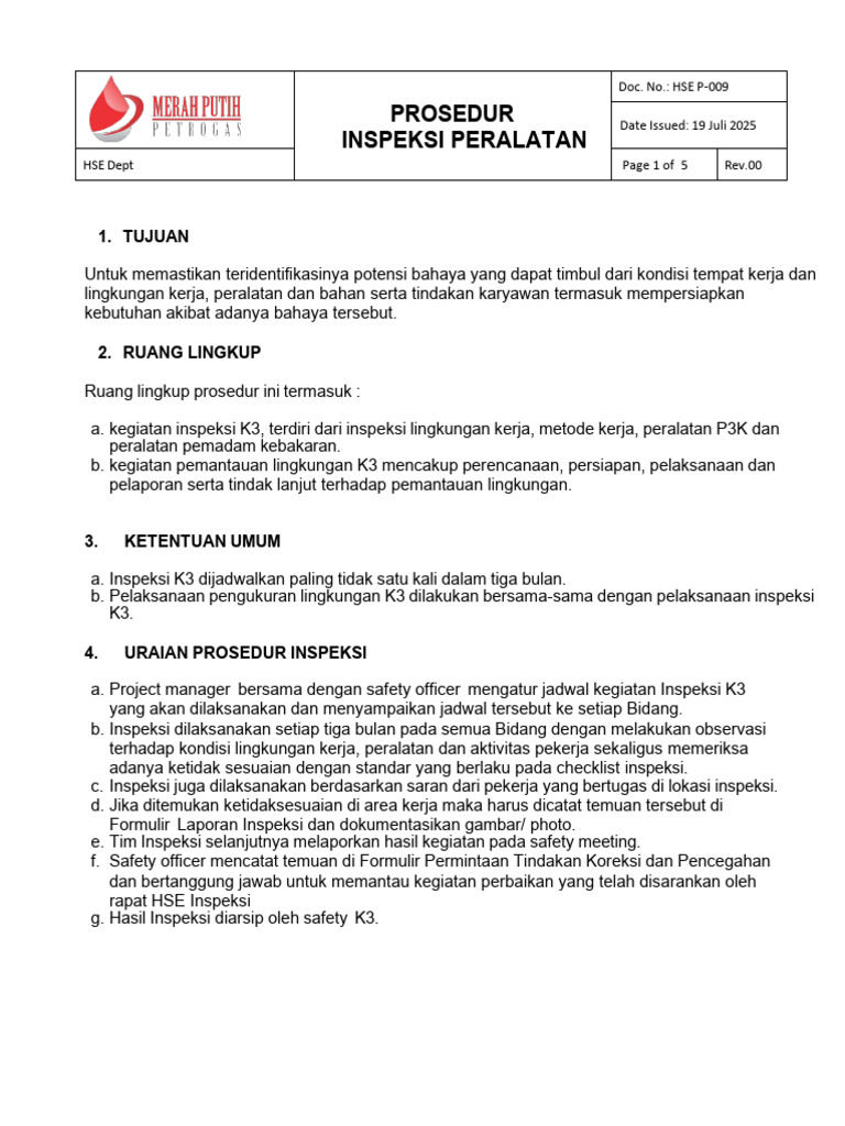 Dokumen Safety PT - Merah Putih Petro Gas-94 | PDF