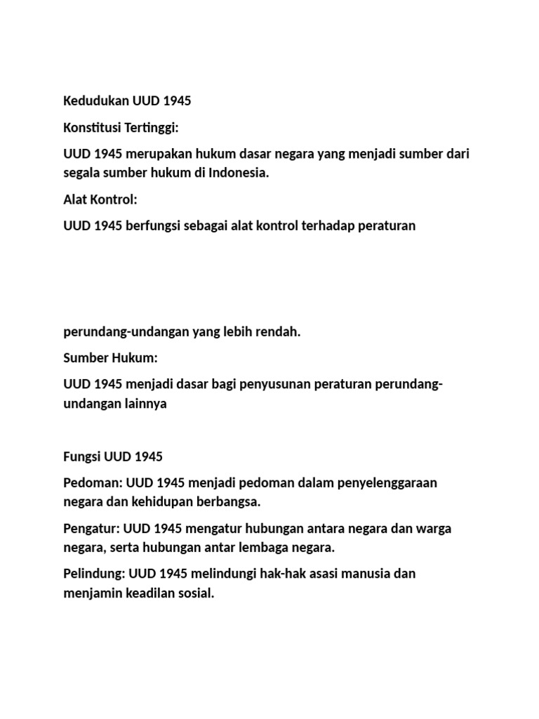 Kedudukan UUD 1945 | PDF