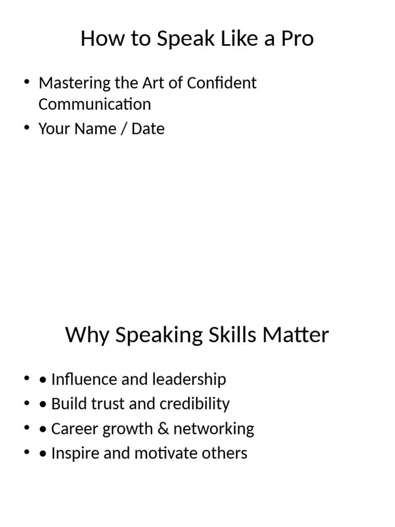How To Speak Like A Pro | PDF