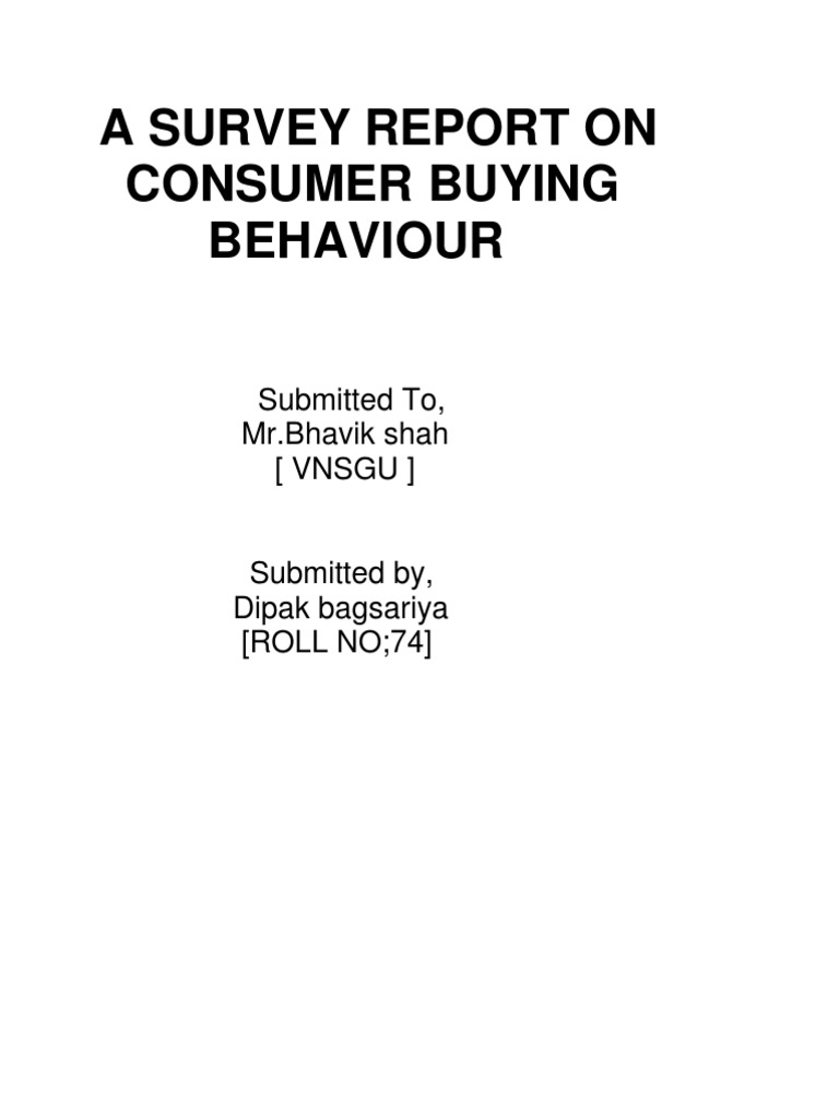 Consumer Buying Behavior Survey Report | PDF | Life Annuity | Insurance