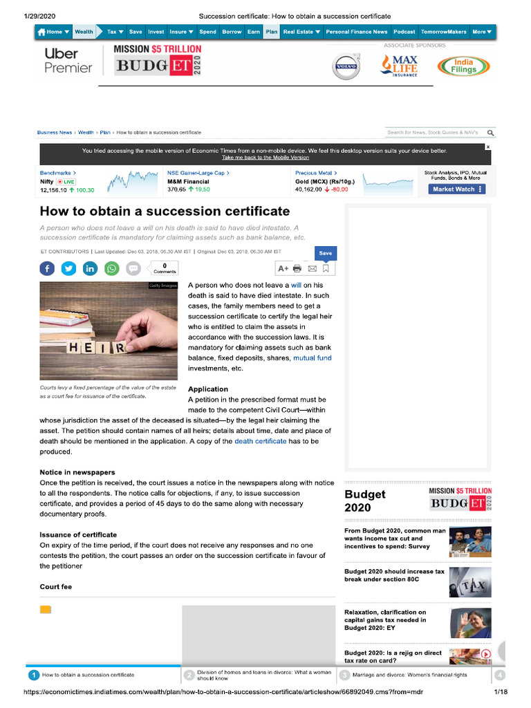 Getting a Succession Certificate | PDF