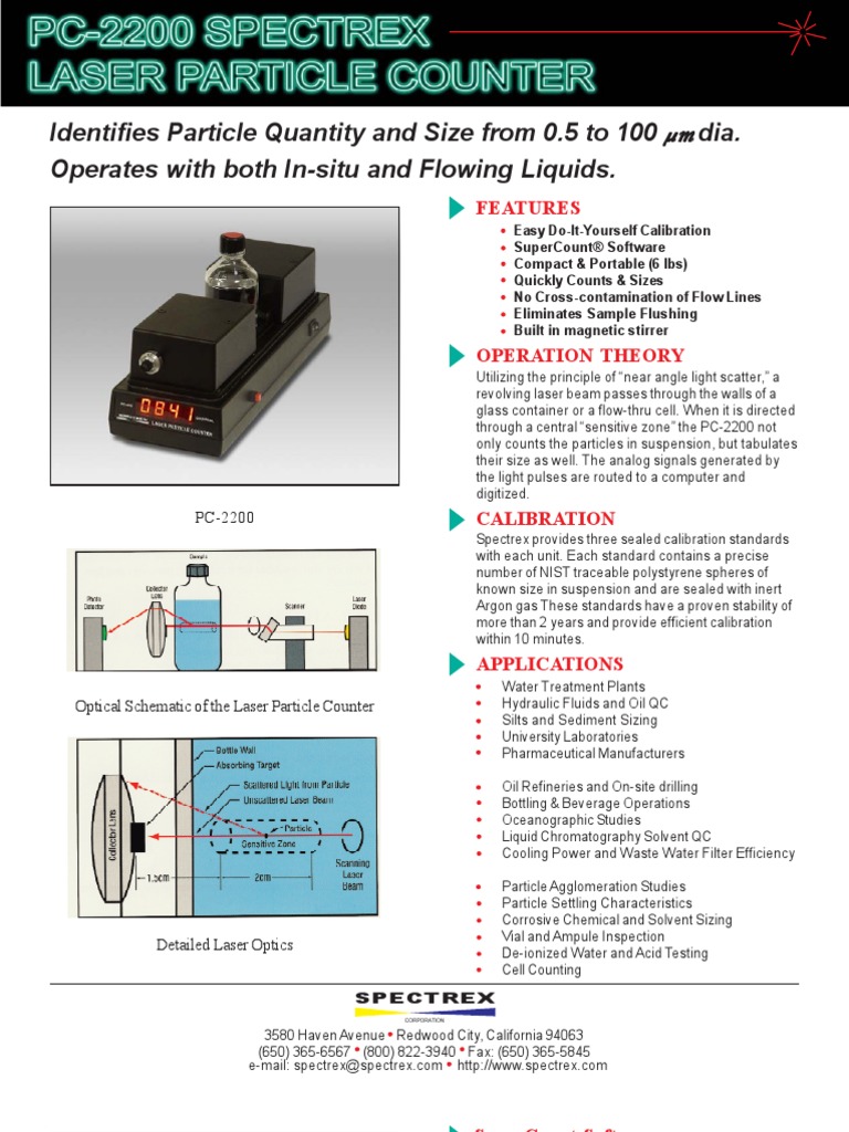 02 - Particle Counter - PC-2200 Brochure | PDF | Calibration | Chemistry
