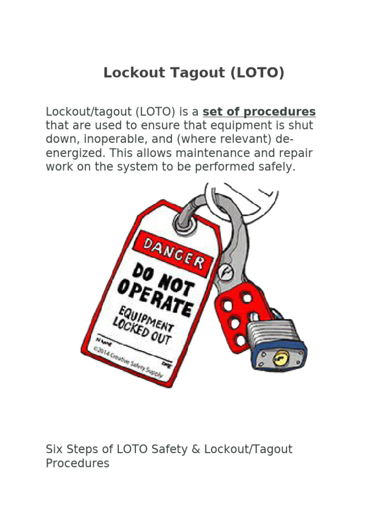 Six Steps of Lockout Tagout Safety | PDF | Safety | Occupational Safety ...