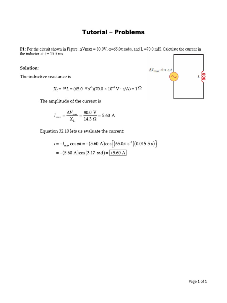 Tutorial Problemss Ch32 With Answers | PDF