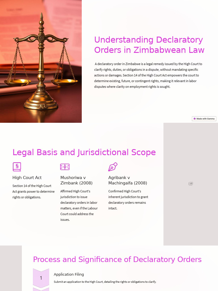 Understanding Declaratory Orders in Zimbabwean Law | PDF
