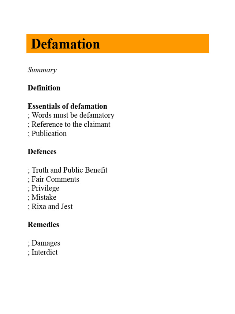Understanding Defamation Law Essentials | PDF | Defamation | Justice
