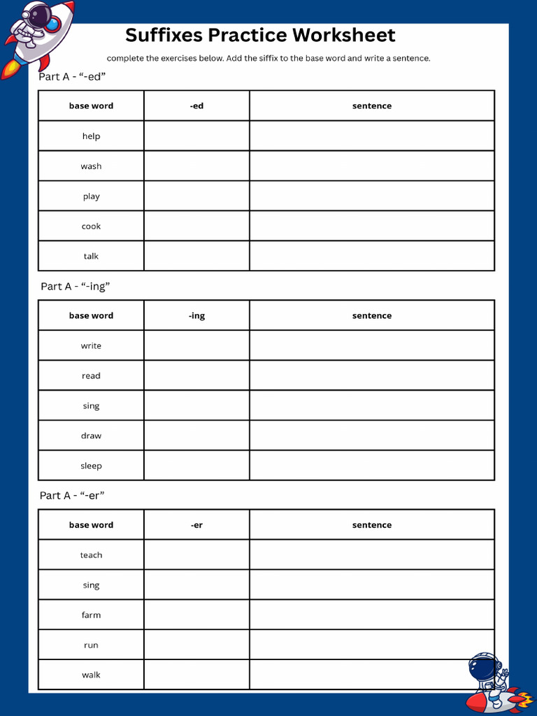 Suffixes Practice Worksheet | PDF