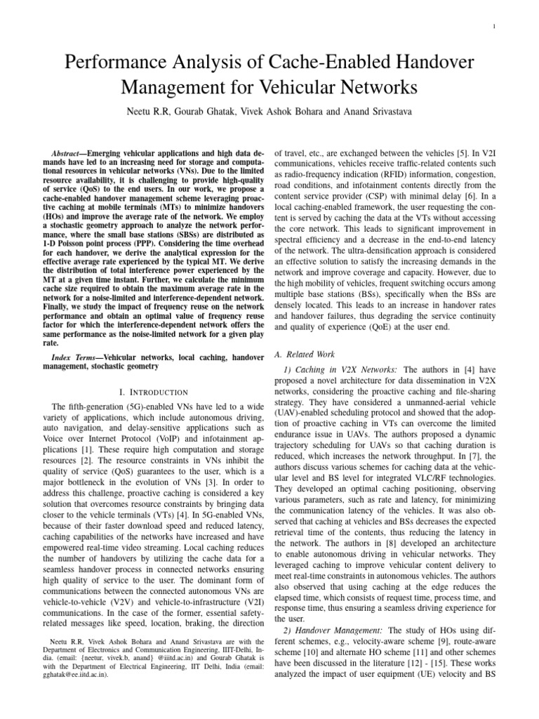 Performance Analysis of Cache-Enabled Handover Management For Vehicular ...