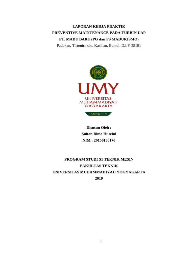 Laporan KP - Sultan Bima Huseini - 20150130170 | PDF