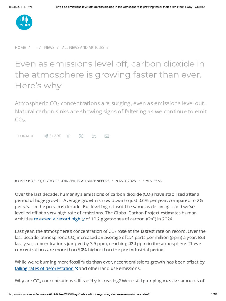 Even As Emissions Level Off, Carbon Dioxide in The Atmosphere Is ...