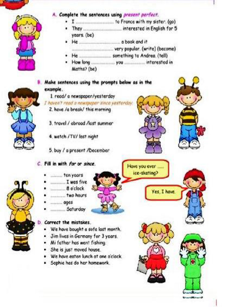English Homework. (Present Perfect) (Three Forms) . | PDF