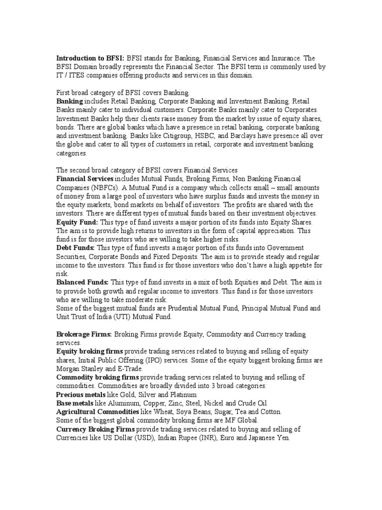 BFSI Sector Overview: Banking, Financial Services, Insurance | PDF ...