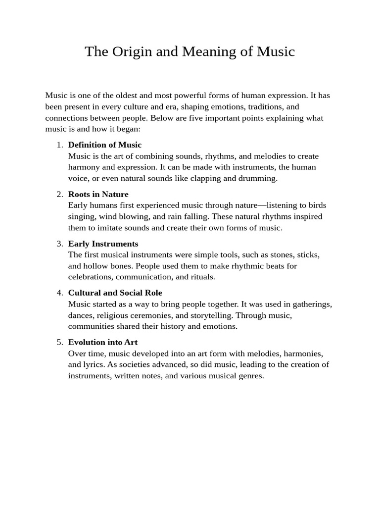The Origin and Meaning of Music | PDF