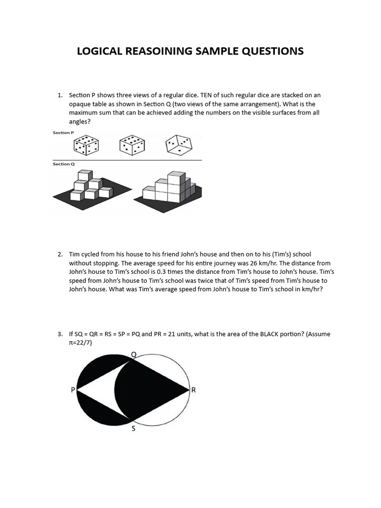 Copy of Logical Reasoining Sample Questions | PDF | Chess Theory | Chess