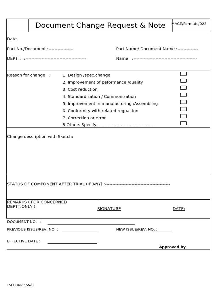MACE - Formats - 023 - Change Request & Change Note | PDF