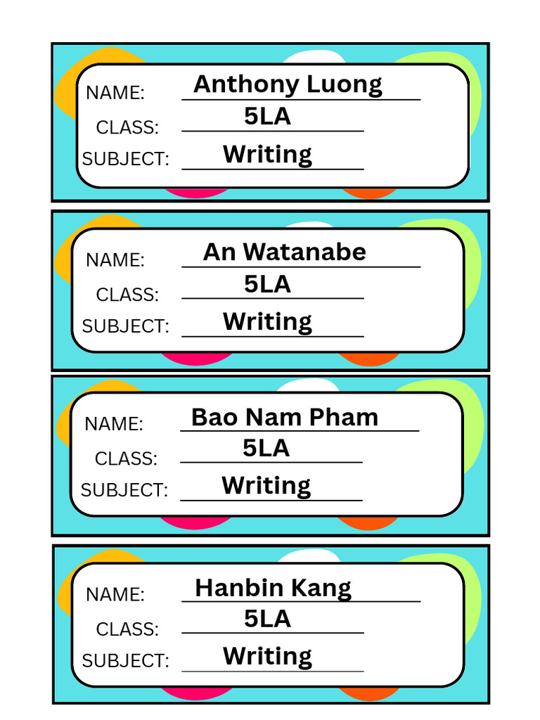5LA Writing Class Student List | PDF