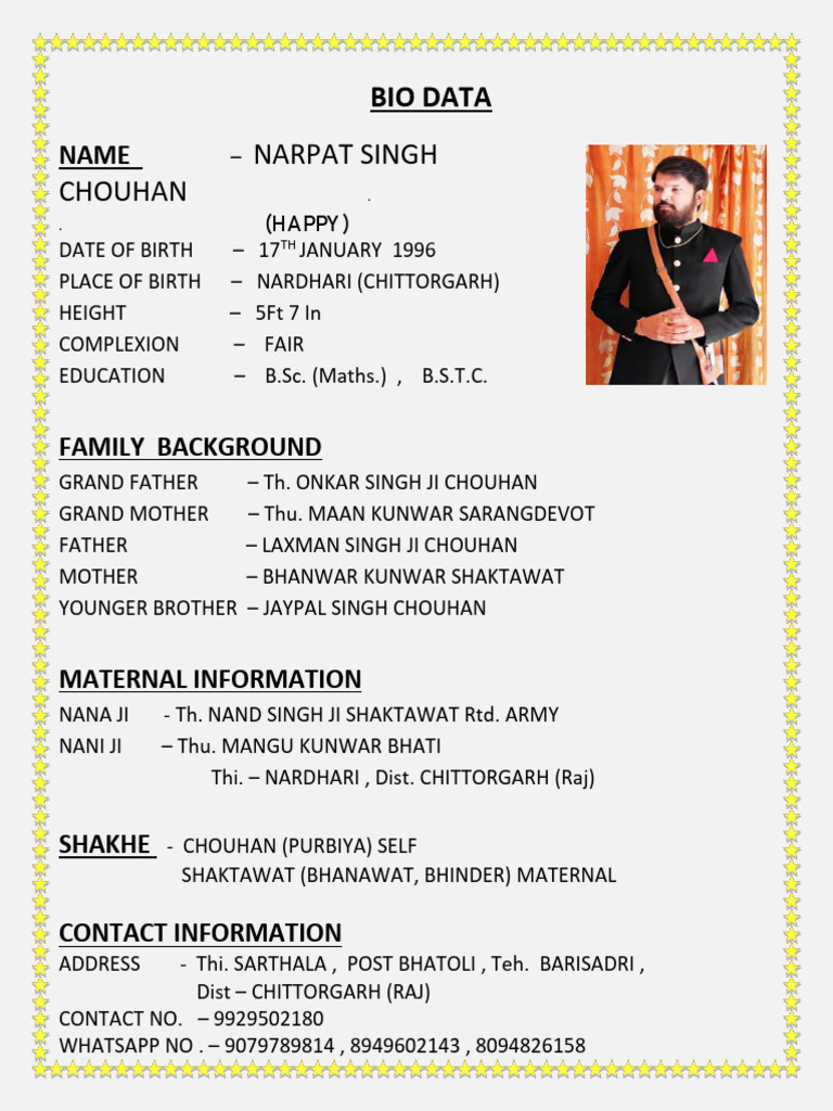 Narpat Singh Chouhan Bio Data | PDF