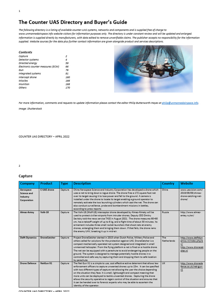 Counter UAS Directory. April 2022.v3 | PDF | Unmanned Aerial Vehicle ...