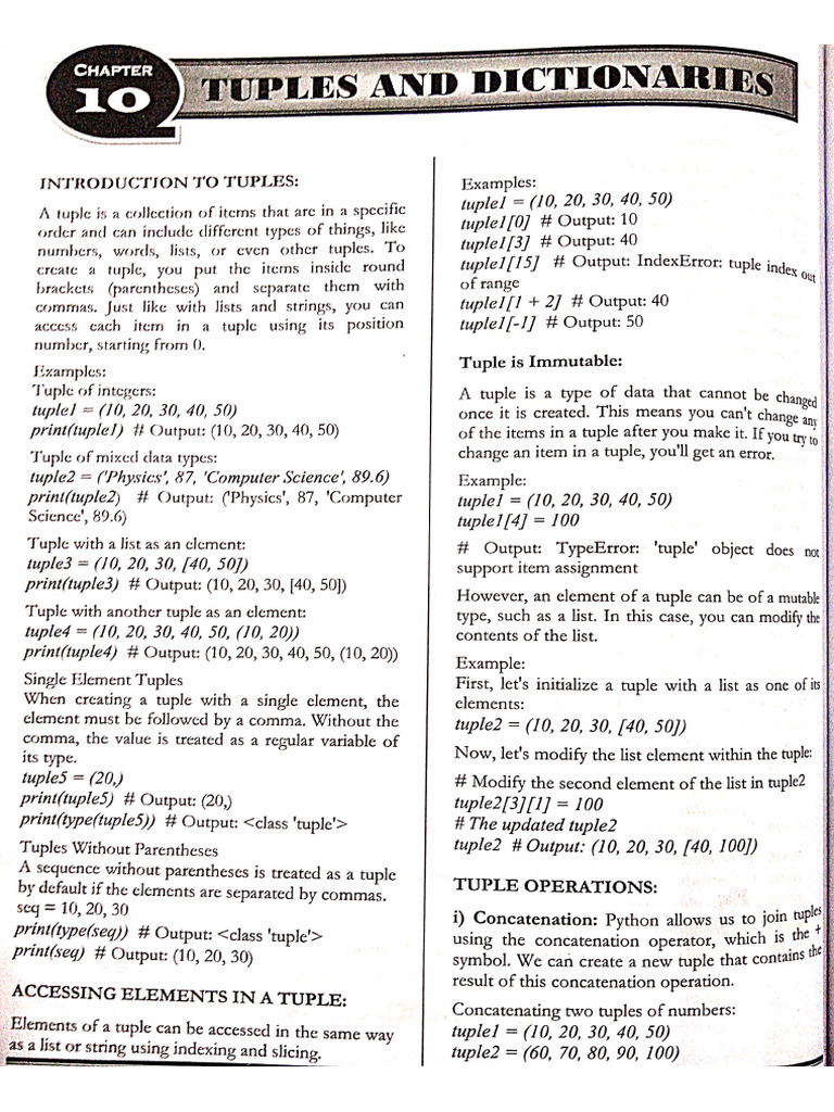 CH10 Tuple and Dictionary | PDF