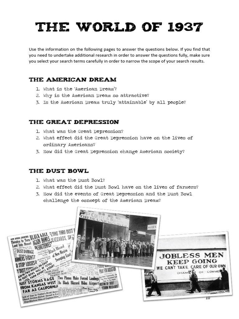 Lesson 1 - Context Resources - American Dream Great Depression Dust ...