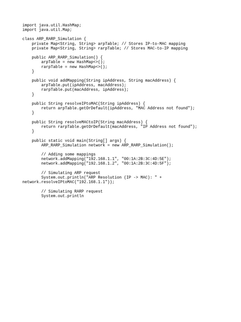 ARP RARP Simulation | PDF
