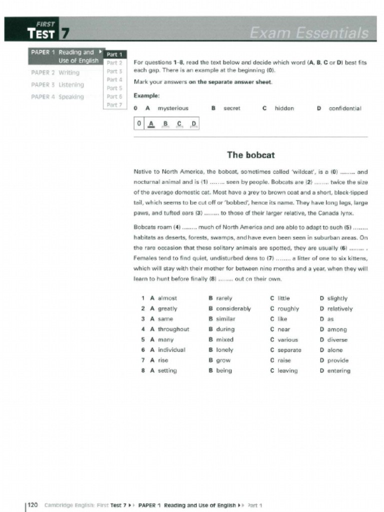 FCE Exam Essentials - TEST 07 | PDF