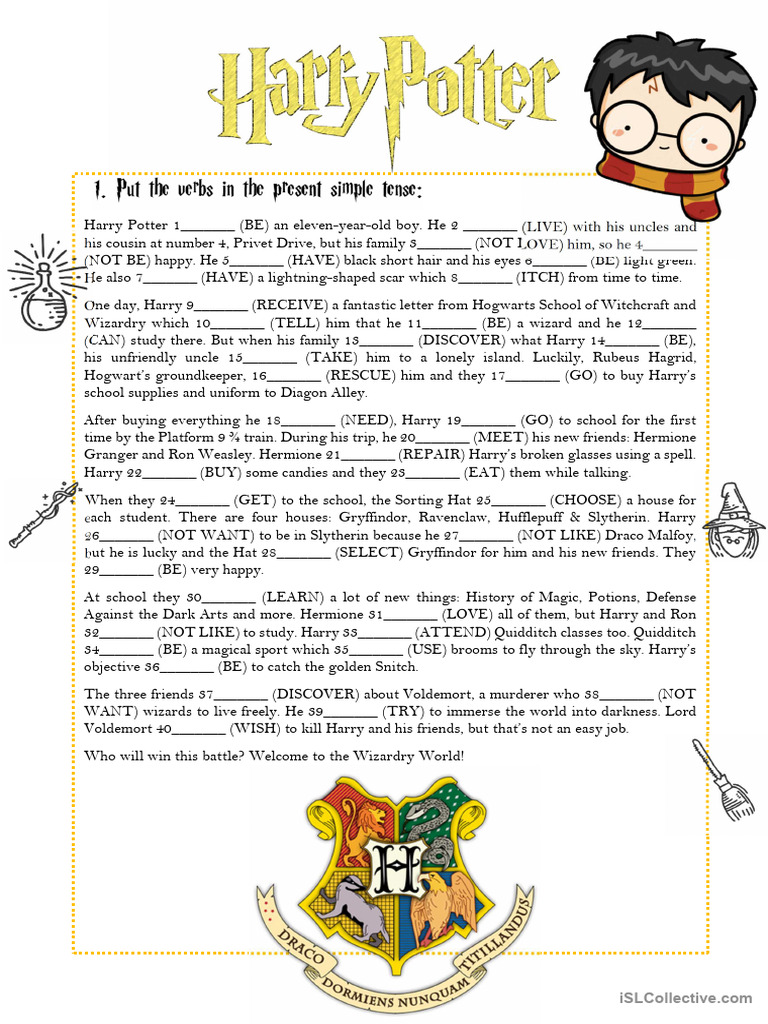 Present Simple: Harry Potter's Journey | PDF | Harry Potter