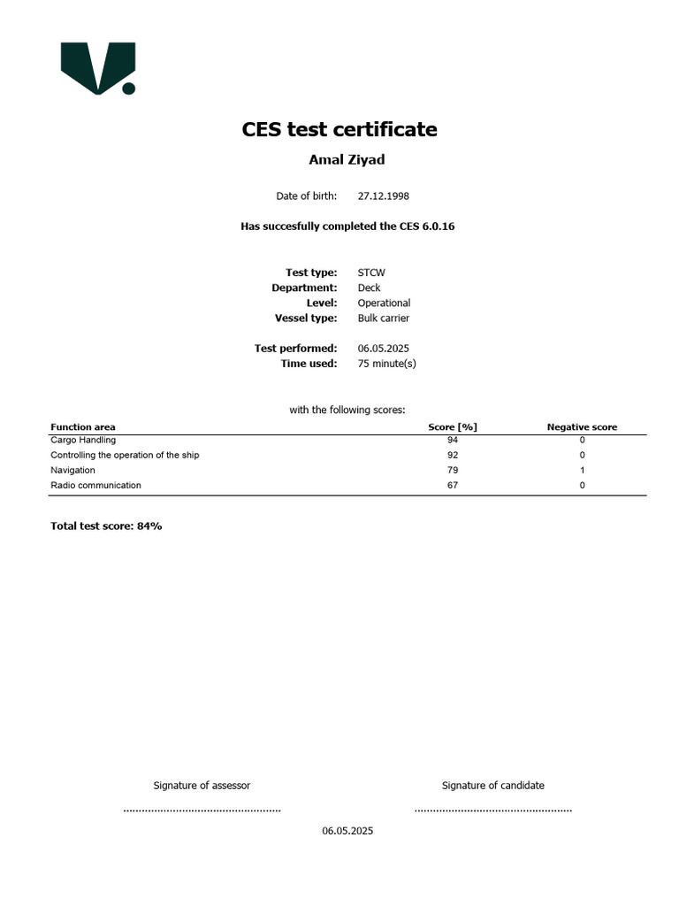 Ces Test Certificate | PDF