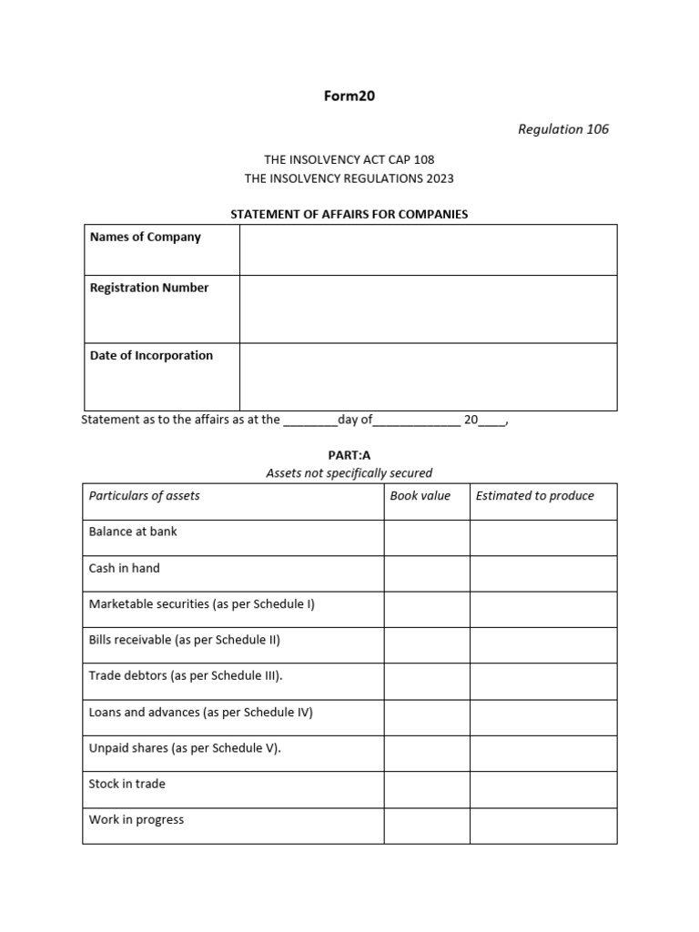 Company Statement of Affairs Form | PDF | Promissory Note | Securities ...