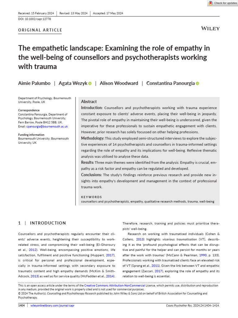 Couns and Psychother Res - 2024 - Palumbo - The Empathetic Landscape ...